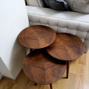 Walnut Round Side End Table Mid Century Modern, Walnut End Table Round ...