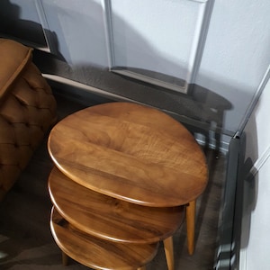 Walnut Nest of Tables Set of 3, Nesting Tables Wood, Nesting Tables Set ...