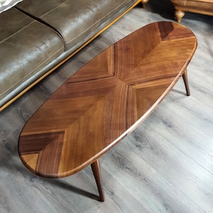 Oval Ellipse Coffee Table Walnut Wood - Wood Center Table Walnut ...