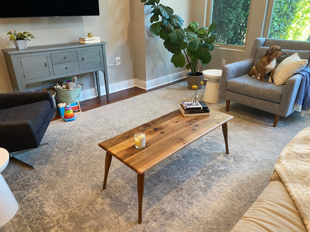 Walnut Rectangular Coffee Table Wood, Wooden Center Table, Large Walnut ...