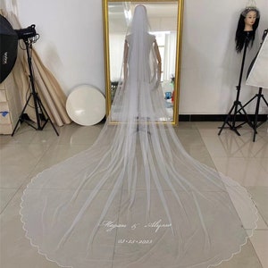 Custom Hand Embroidered Wedding Veil: Personalized Initials & Date ...