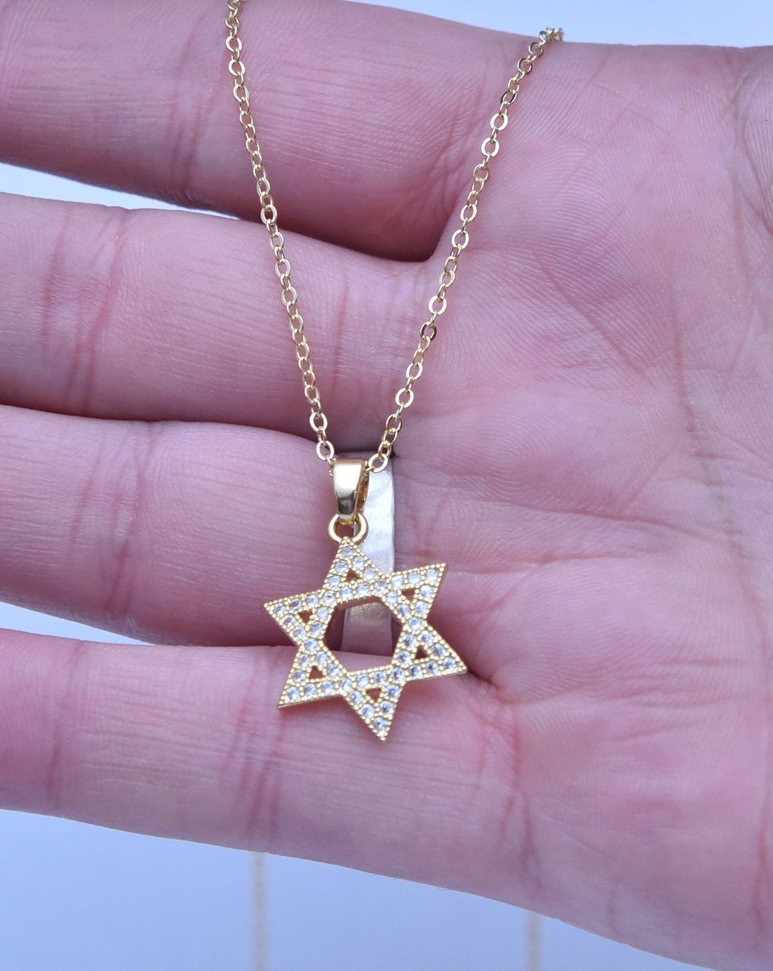 Jewish Star Necklace Gold Jewish Star Necklace Star of | Etsy