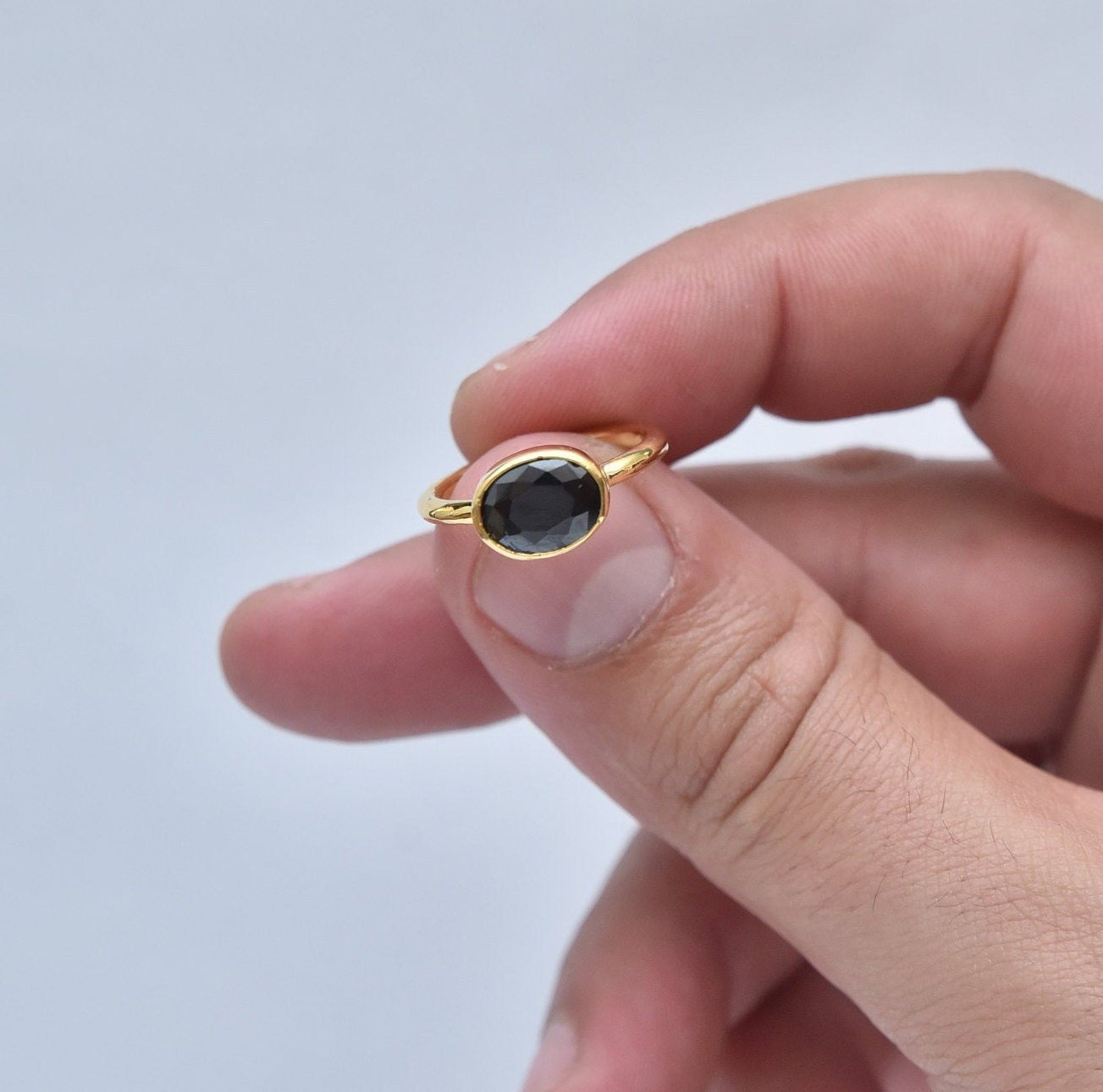 Gold Ring-black Stone Ring-black Diamond Ring-wedding - Etsy