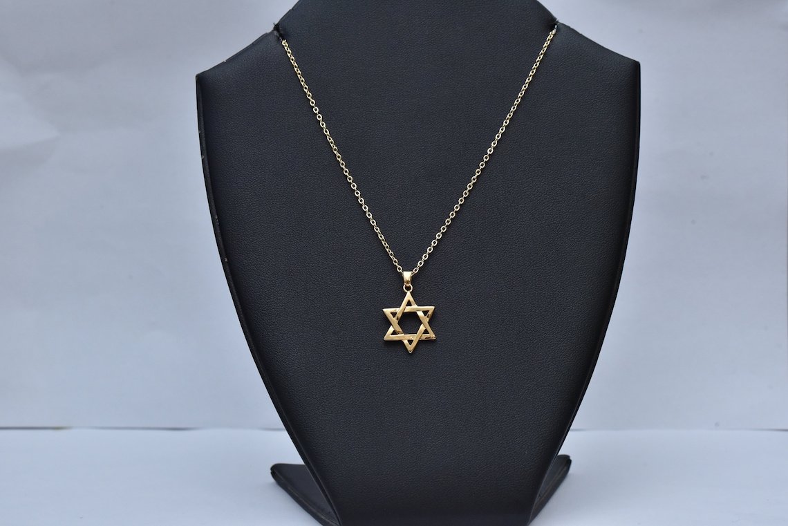 Gold Jewish Star Necklace-gold Star of David Pendant-jewish Necklace ...
