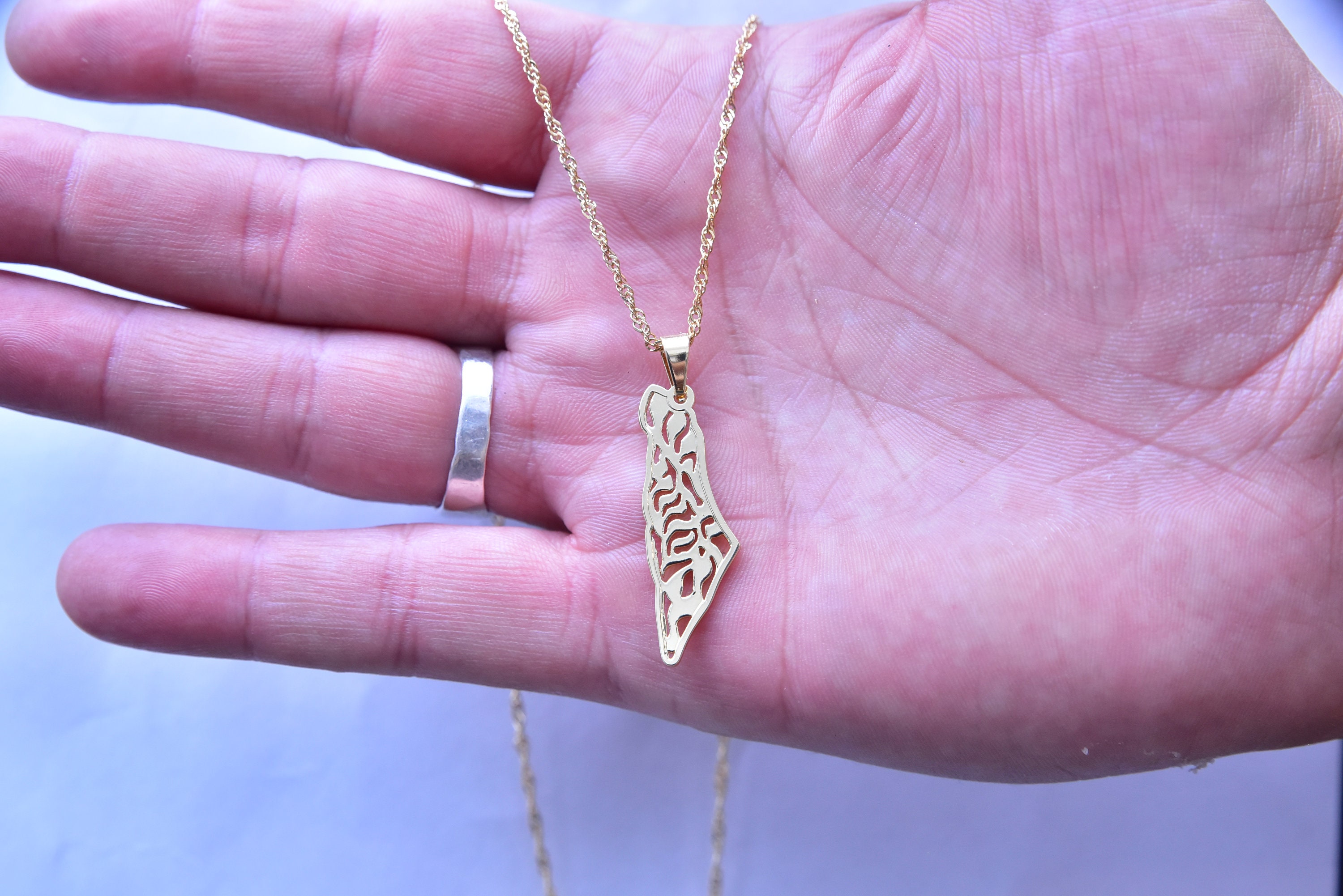 Gold Israel Map Necklace:shema Israel Pendant,biblical Hebrew Prayer ...