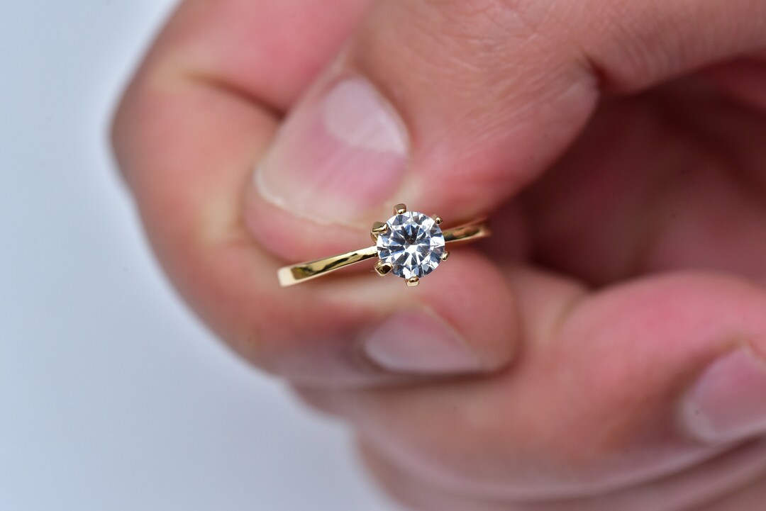 Simple Diamond Ring-fine Gold Ring-engagement Ring-wedding Ring-gold ...