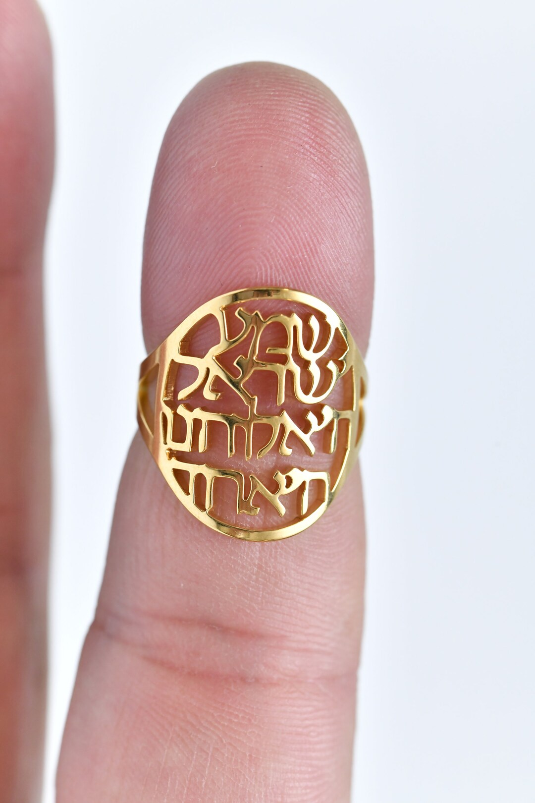 Gold Shema Israel Ring-hebrew Blessing Ring-biblical Prayer Ring ...