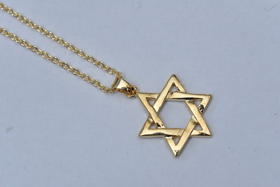Gold Jewish Star Necklace-gold Star of David Pendant-jewish Necklace ...
