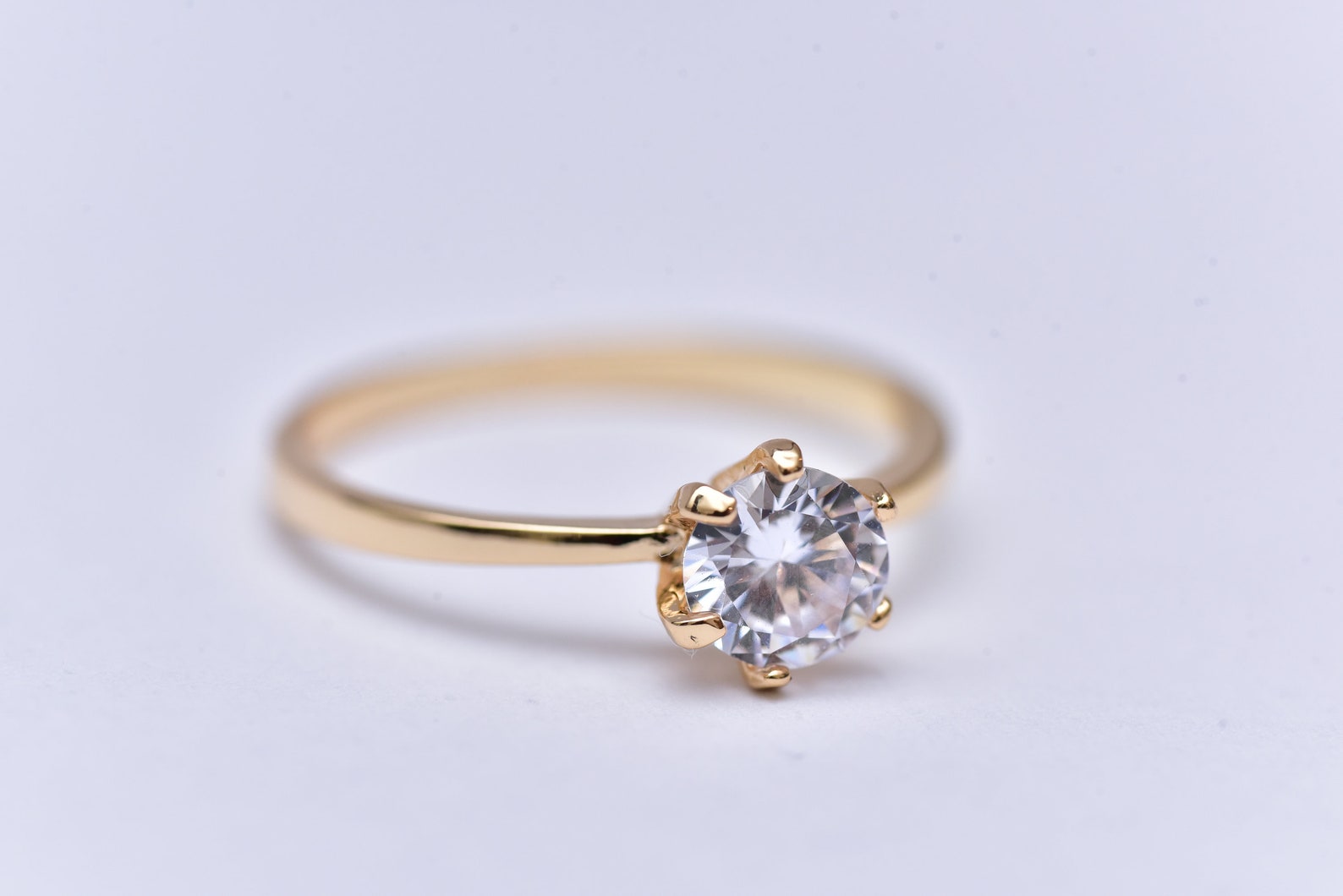 Simple Diamond Ring-Fine Gold Ring-Engagement Ring-Wedding | Etsy