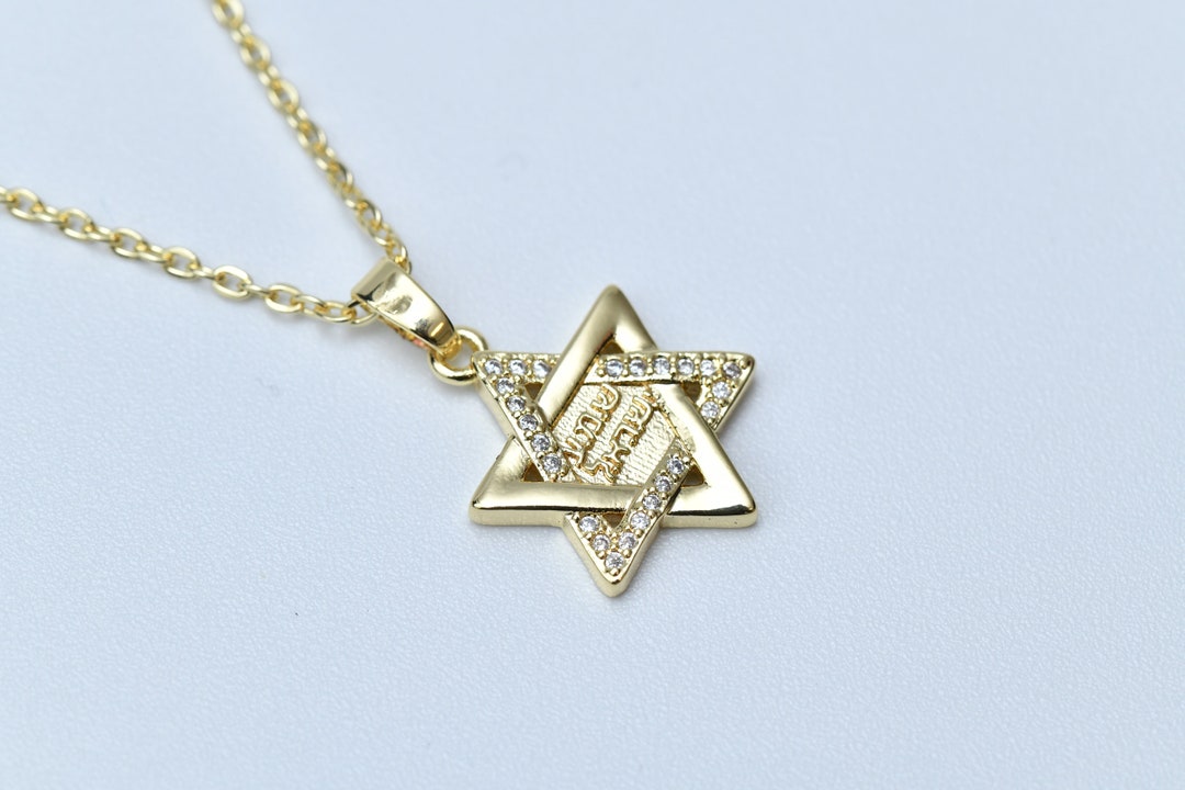 Gold Jewish Star Necklace,magen David Necklace,gold Hebrew Necklace ...