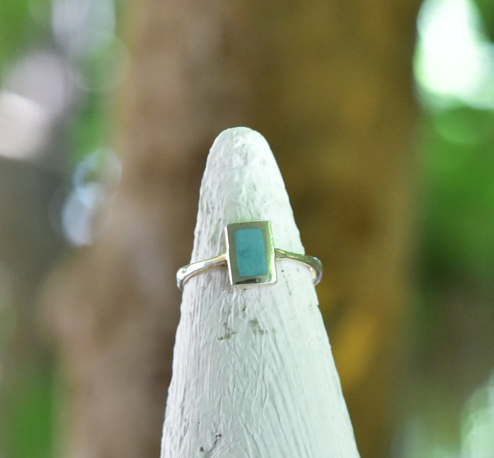 Turquoise Ring Simple Rectangle Turquoise Ring 925 Silver | Etsy