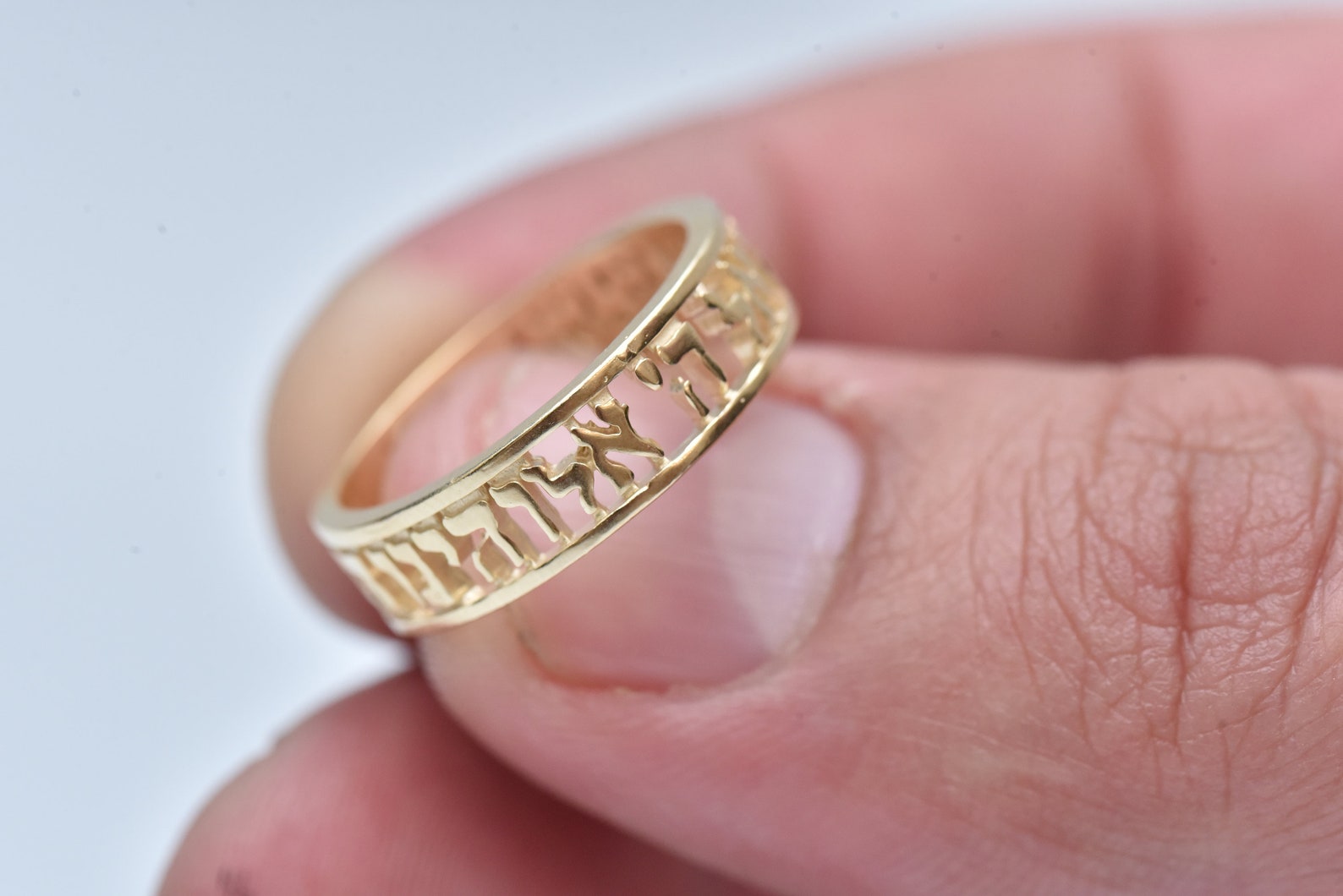 Shema Israel Gold Ring-hebrew Prayer Ring-greeting Ring-24k Goldfilled ...