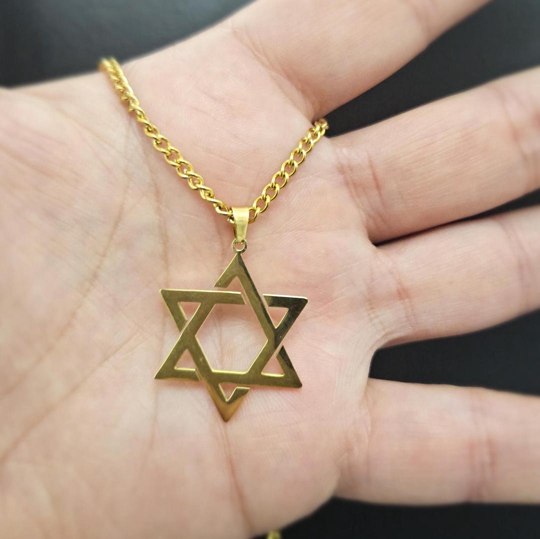 Gold Star of David,gold Jewish Star Necklace,judaica Jewelry,large Star ...
