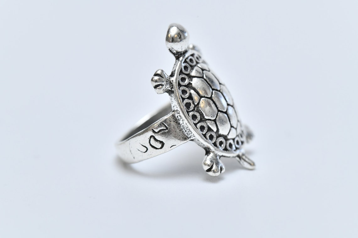 Vintage Silver Plated Tortoise Ring: Boho Animal Jewelry,popular Turtle ...