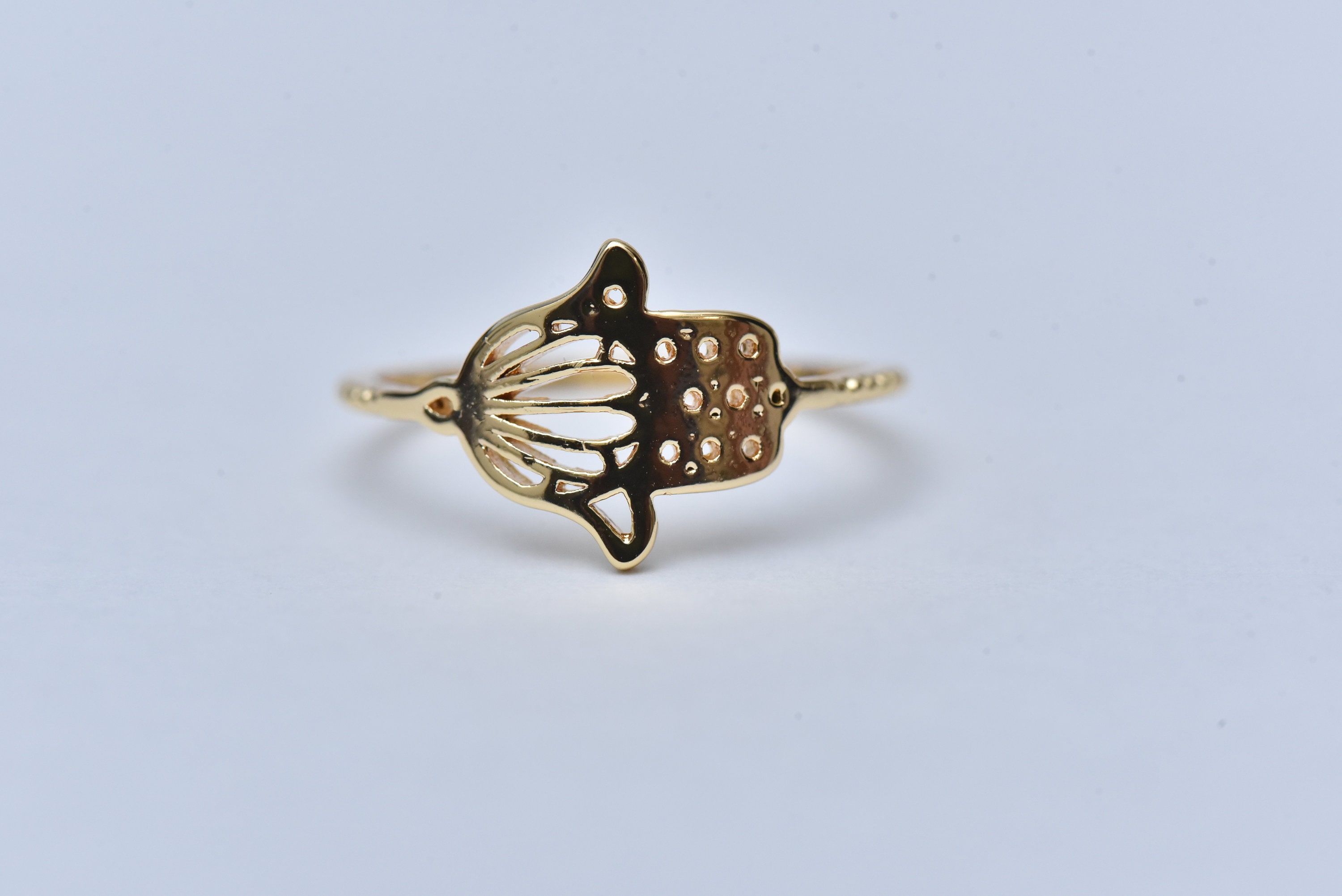 Gold Hamsa Ring Dainty Hamsa Ringhamsa Ringsimple Hamsa - Etsy