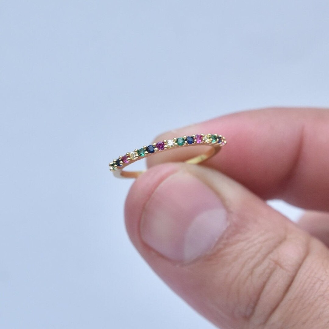 Multi Color Ring, Pink, Blue, Red, Green,colorful Ring,minimalist Gold ...