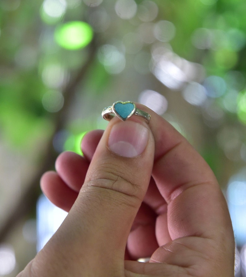 Heart Ring Turquoise Ring Heart Jewelry Statement Ring - Etsy