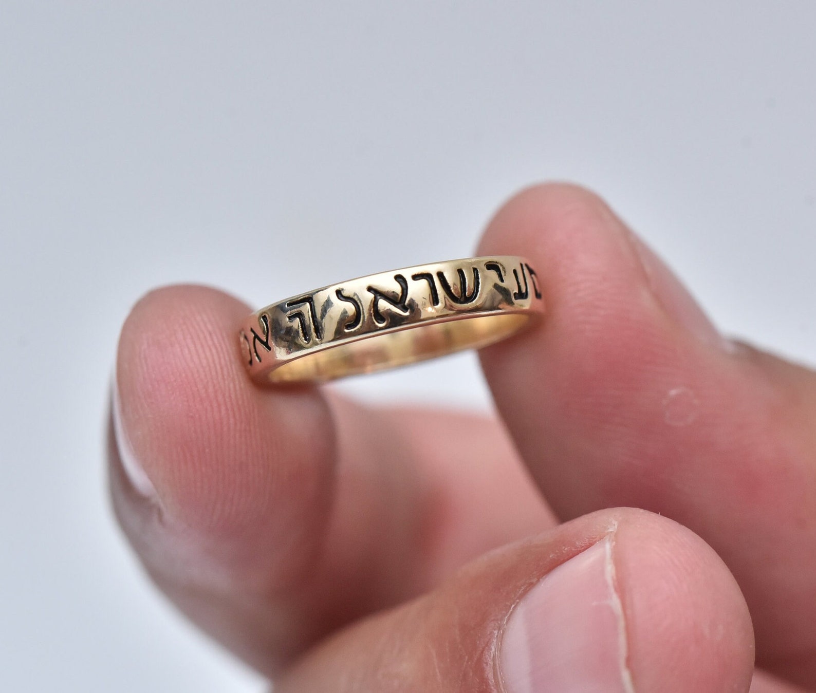 Shema Israel Ring-gold Shema Ring-prayer Ring-hebrew Engraving Ring ...
