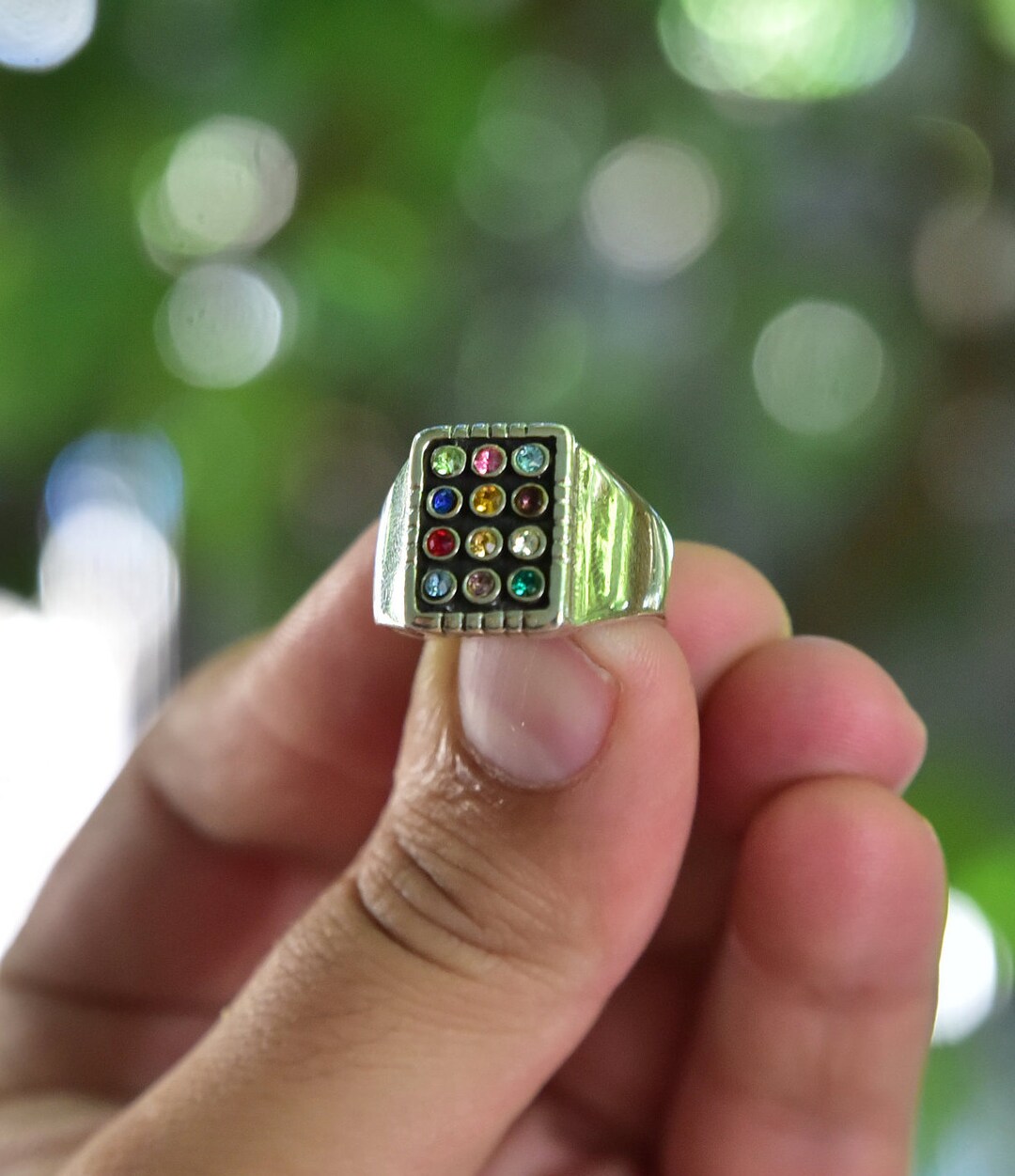 12 Tribes of Israel Ring: 925 Silver Gemstone, Biblical Symbol Judaica ...
