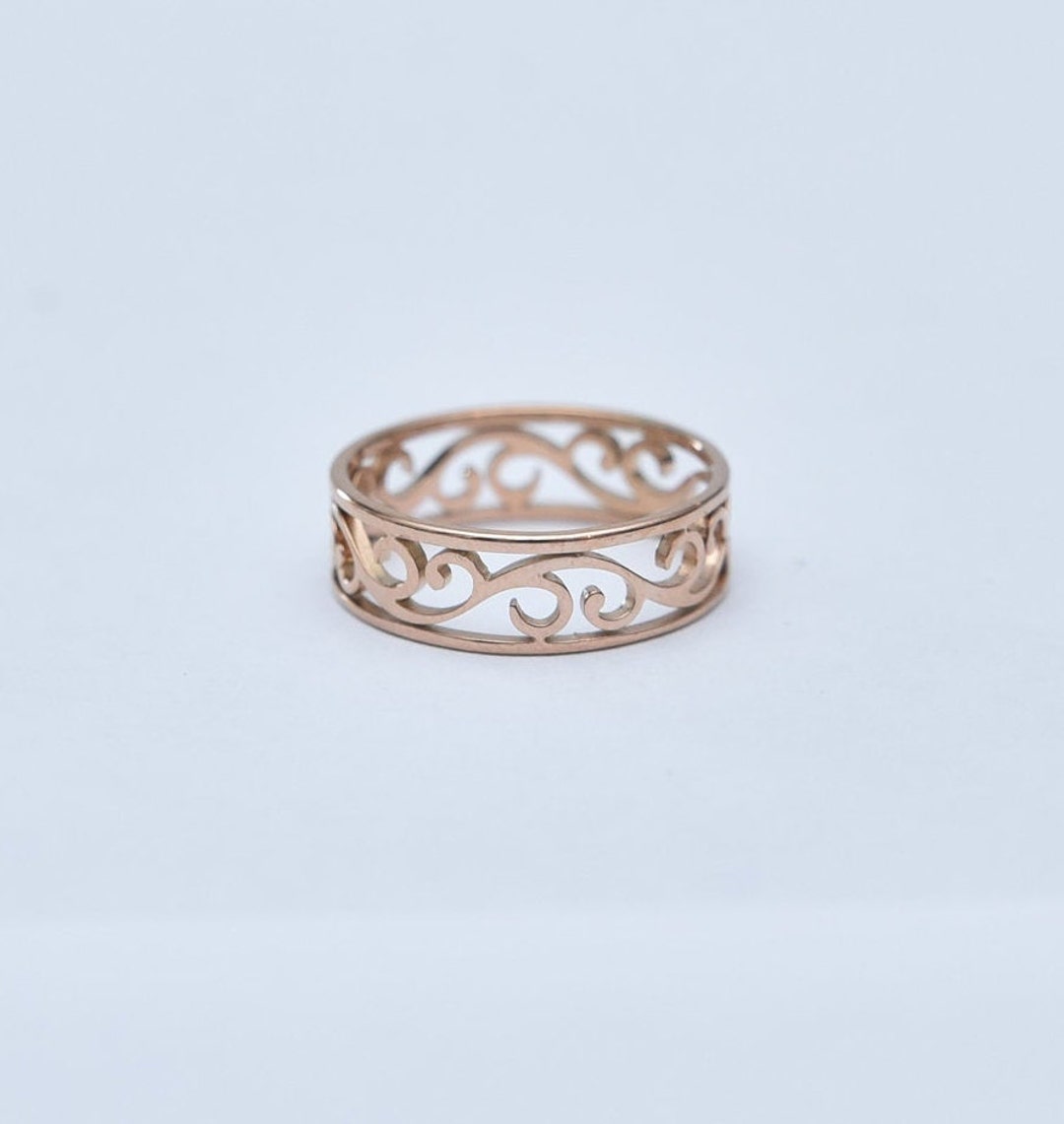 Filigree Ring, Vintage Ring, Rose Gold Ring, Hollow Ring, Anniversary ...