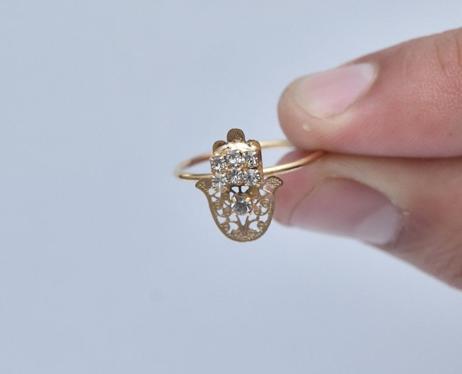 Hamsa Ring Gold Hamsa Ring Hand Ring Filigree Ring Fatima | Etsy
