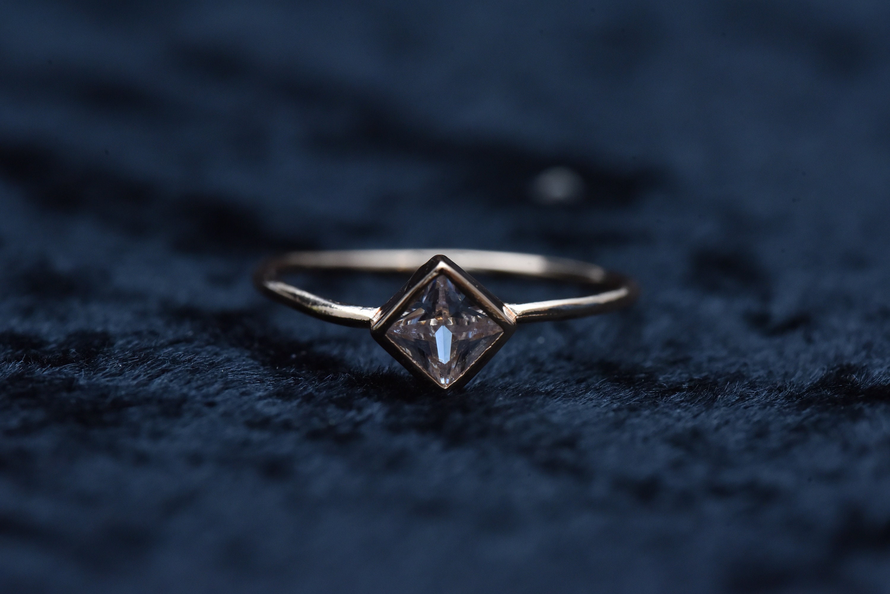 Delicate Gold Ring-diamond Ring-rhombus-shaped Ring-minimalist - Etsy UK