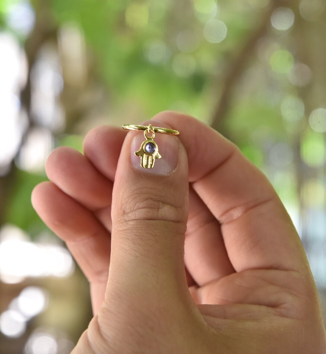 Gold Hamsa Ring, Hamsa Ring, Minimalist Ring, Delicate Ring, 21K Gold ...