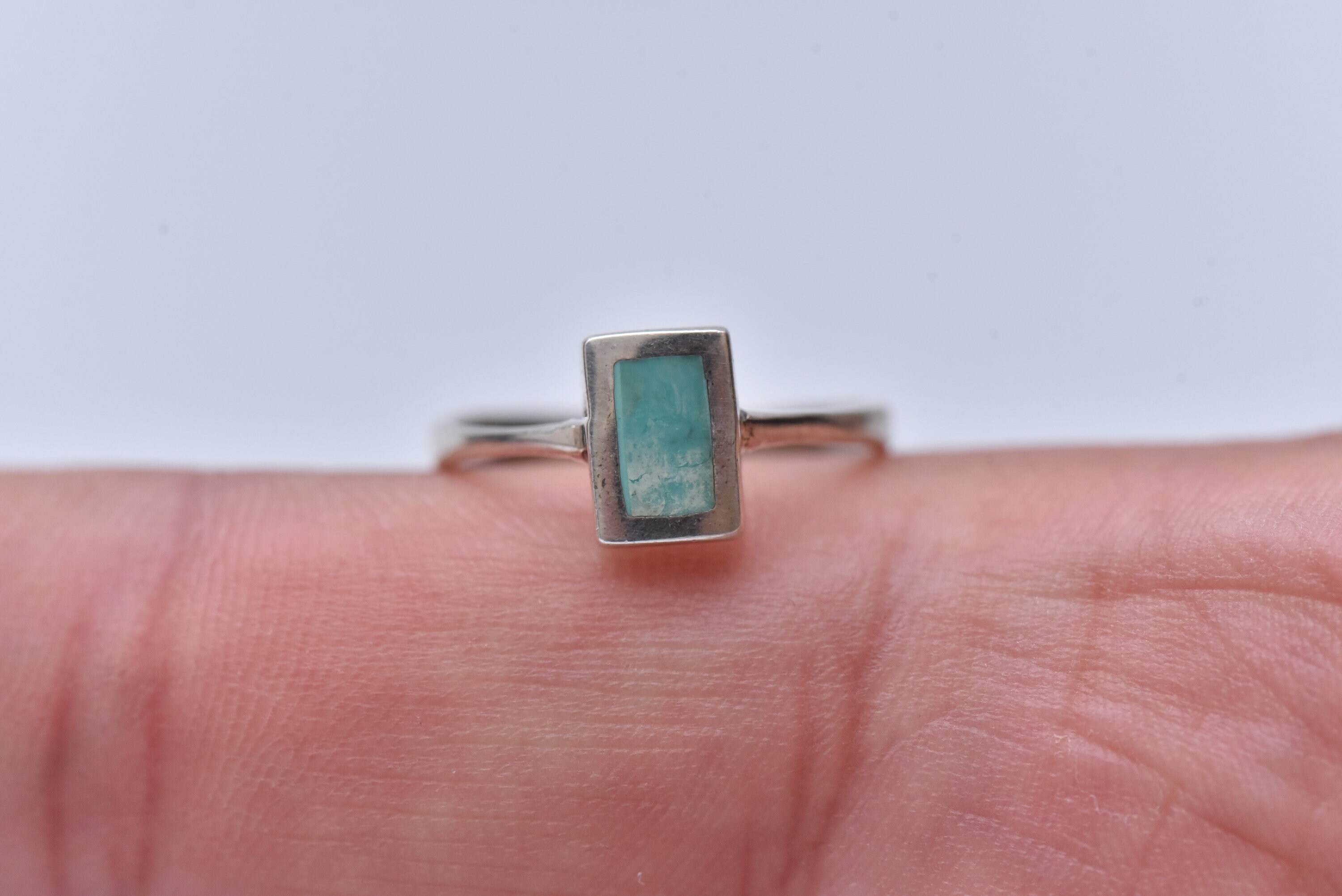 Turquoise Ring Simple Rectangle Turquoise Ring 925 Silver | Etsy