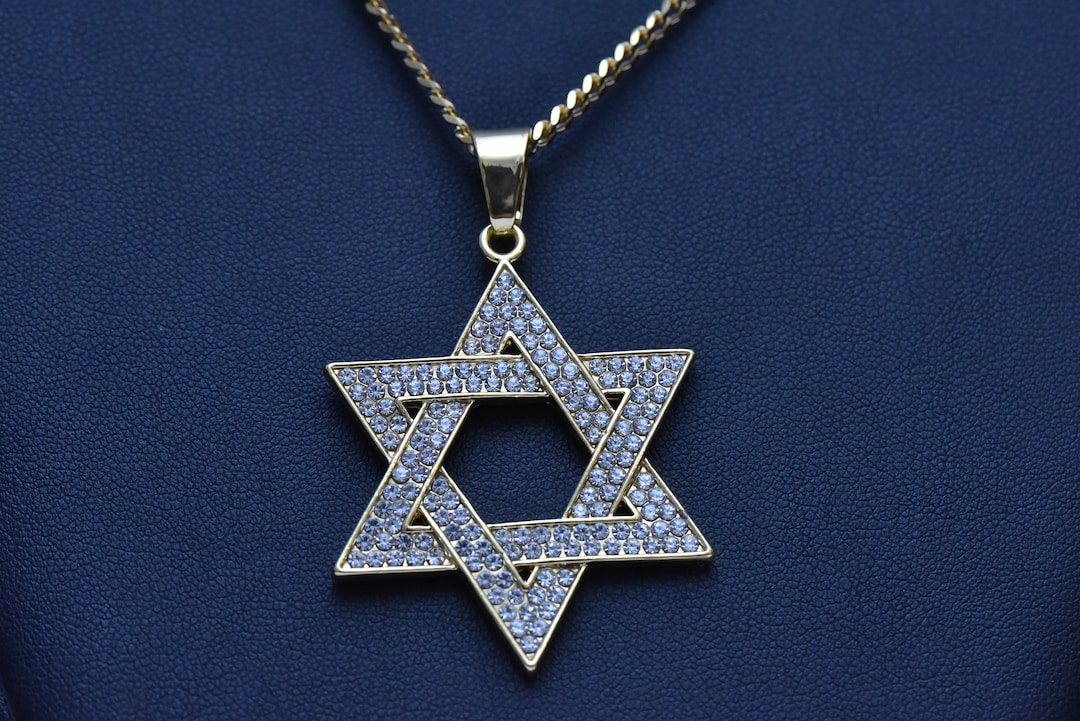 Gold Jewish Star Necklace, Large Gold Star of David Pendant,transparent ...