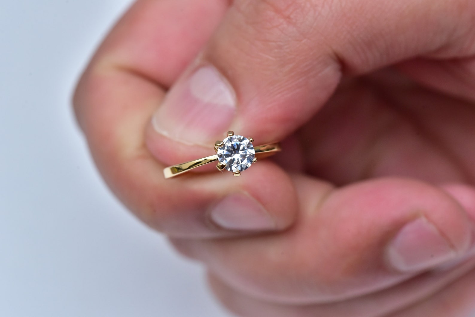 Simple Diamond Ring-Fine Gold Ring-Engagement Ring-Wedding | Etsy