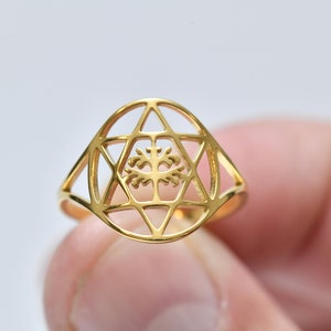 Gold Jewish Star Ring, Gold Tree of Life Ring, Star of David, 21k ...