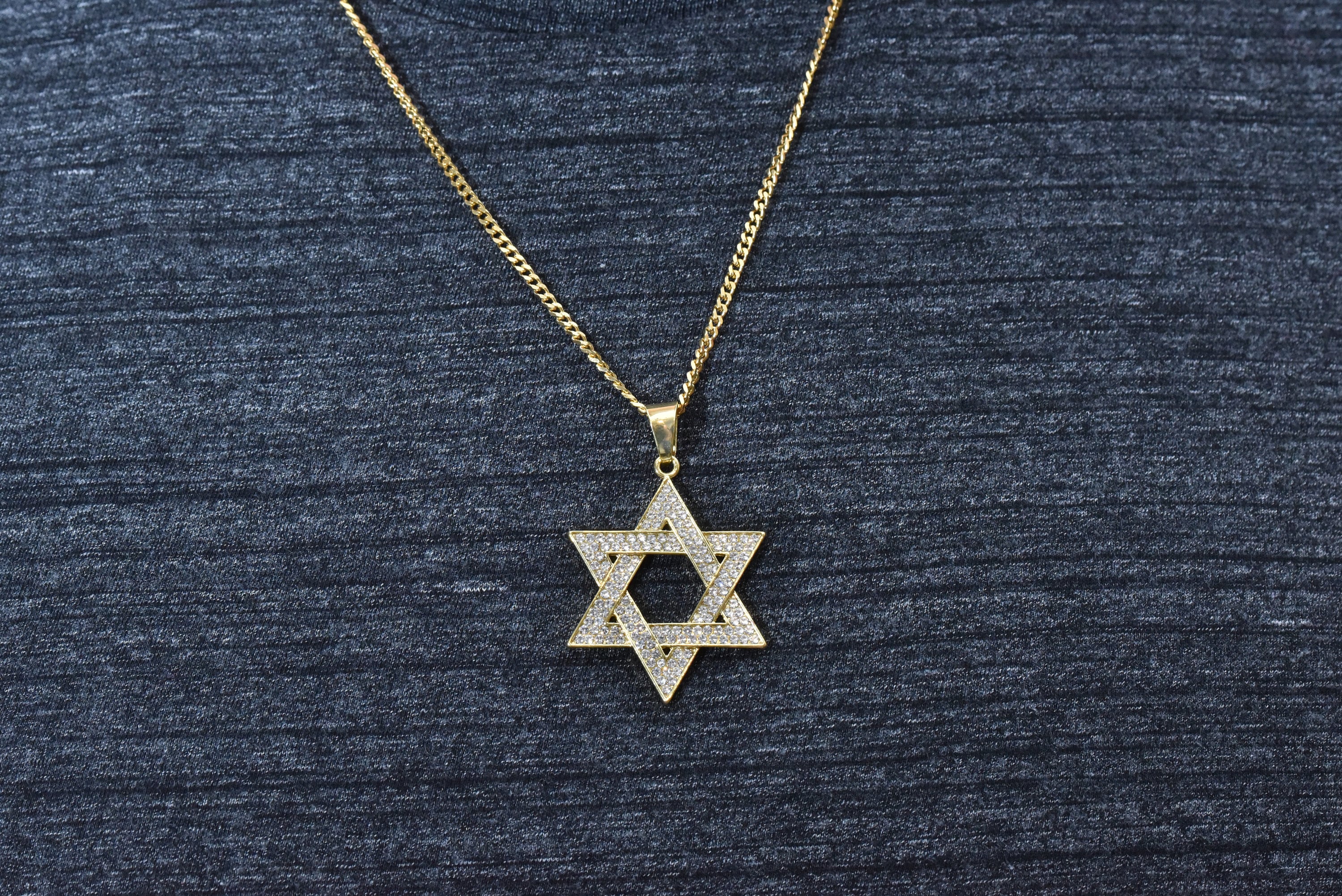 Gold Jewish Star Necklace Large Gold Star of David | Etsy