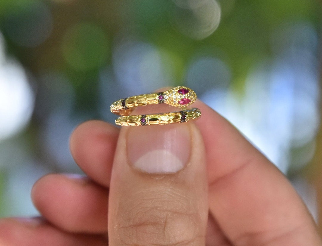 Gold Snake Ring, Purple Snake Ring, Amitest Ring, Purple Stone Ring ...