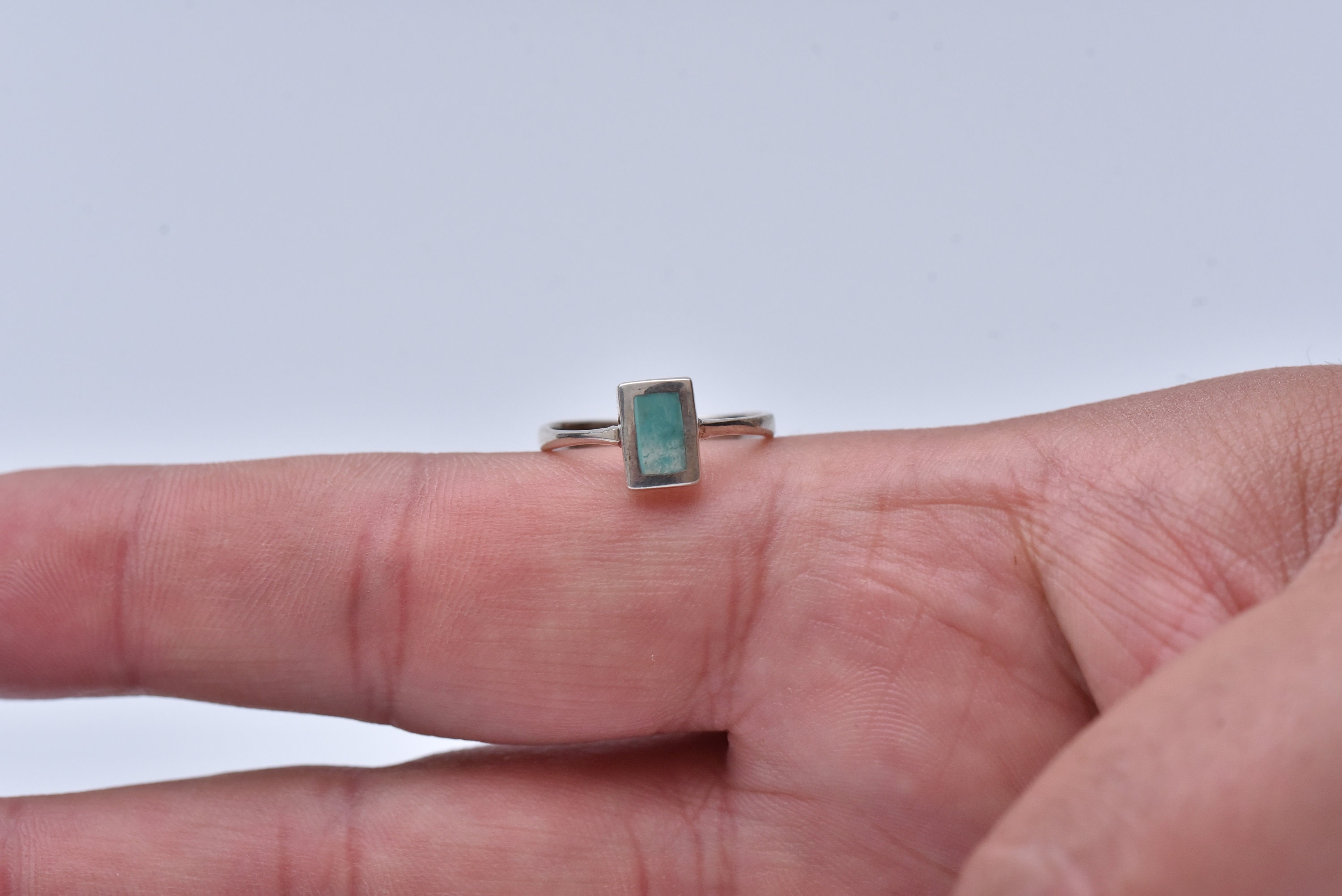Turquoise Ring Simple Rectangle Turquoise Ring 925 Silver | Etsy