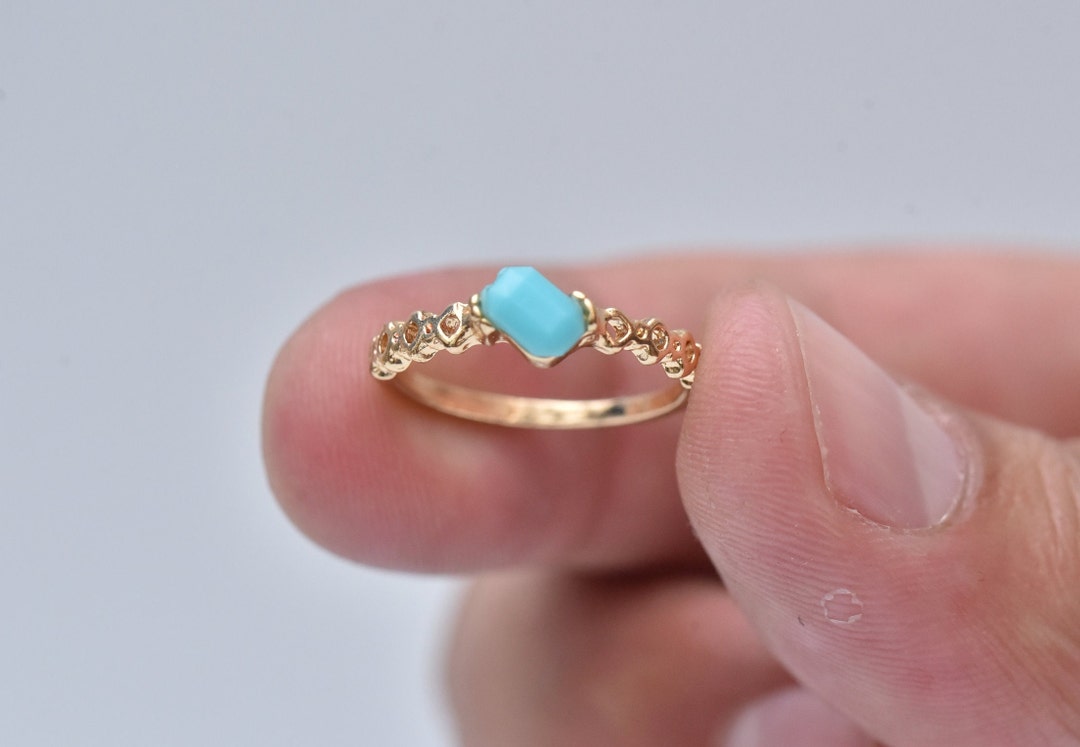 Delicate Gold Ring-tiny Gold Ring-delicate Turquoise Gemstone Ring ...