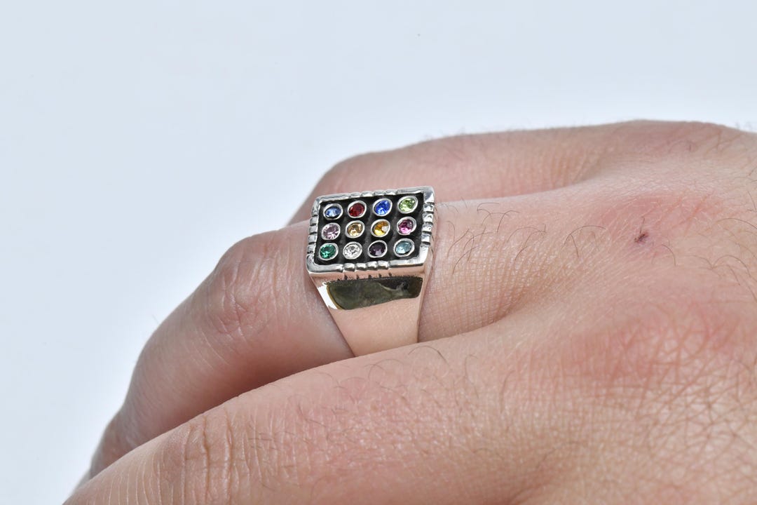Sterling Silver 12 Tribes of Israel Ring: High Priest Biblical Jewelry ...
