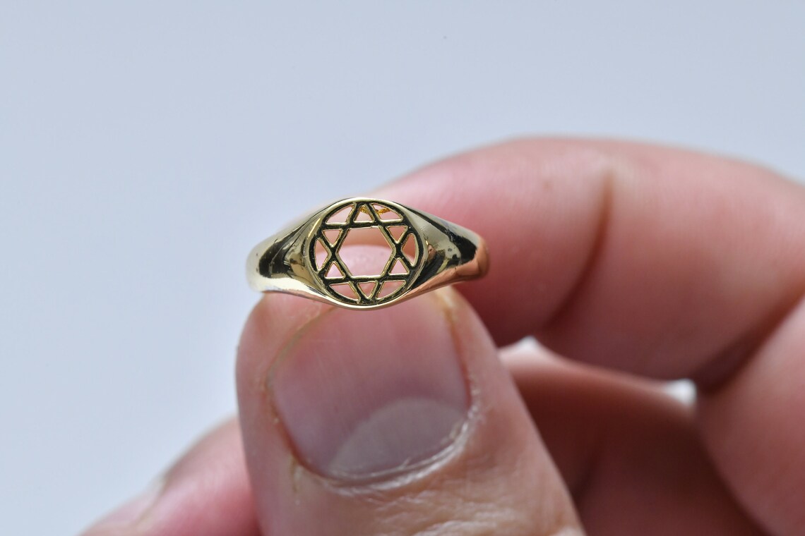 21K Gold Filled Star of David Ring – Minimalist Dainty Jewish Judaica ...