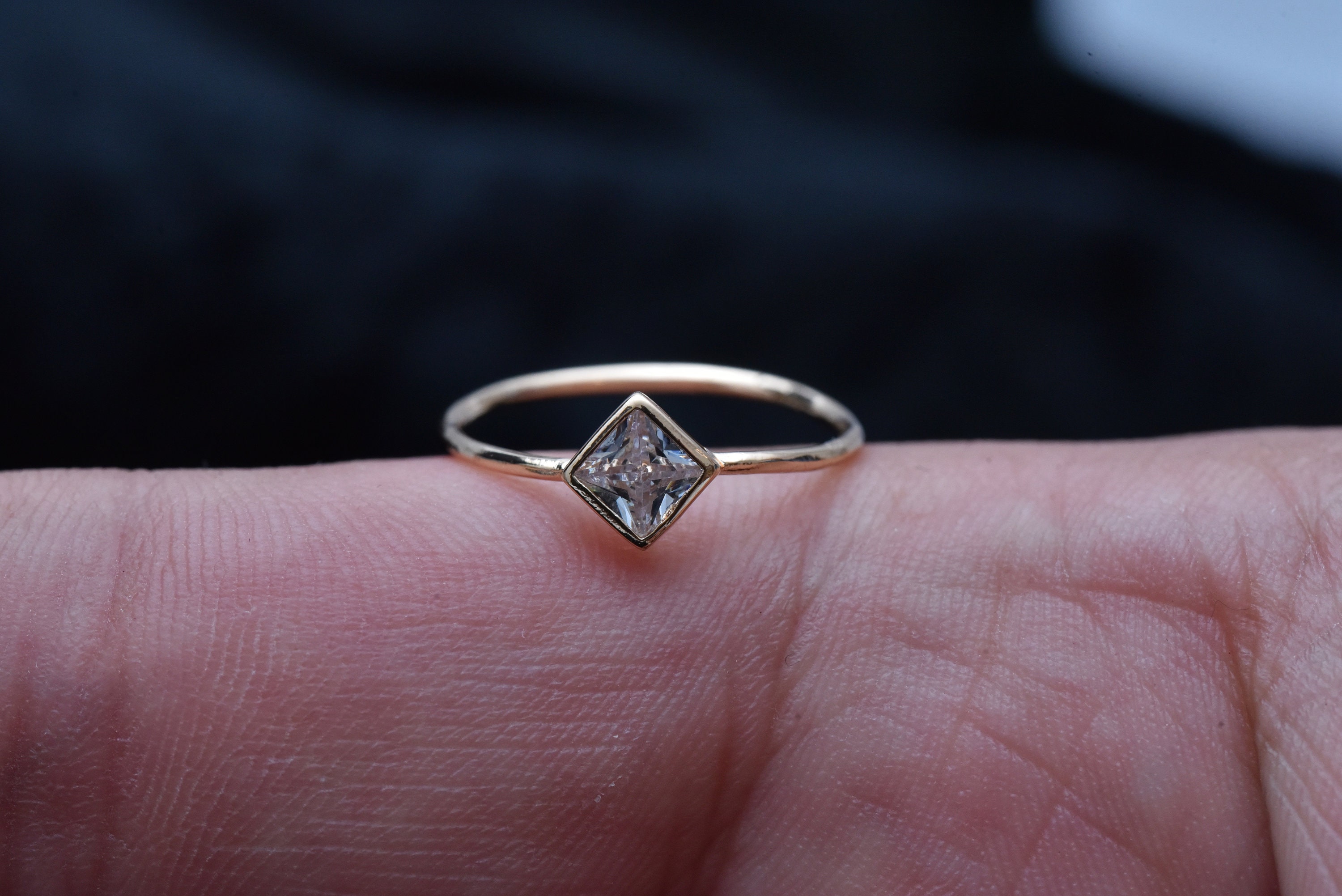 Delicate Gold Ring-diamond Ring-rhombus-shaped Ring-minimalist - Etsy UK