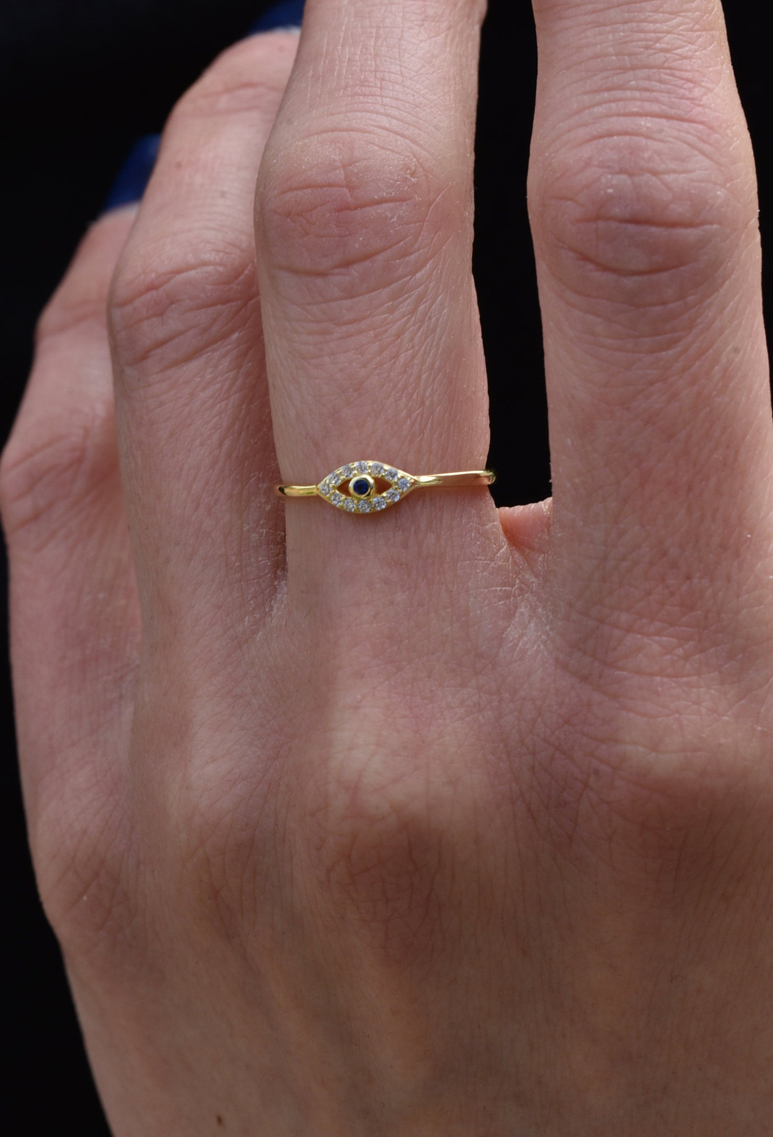 Dainty Evil Eye Ring Eye Ring Minimalist Gold Ring Simple - Etsy