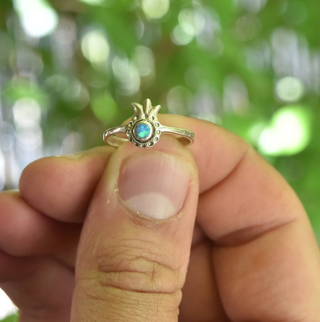 Pomegranate Ring. 925 Silver Ring. Fruit Ring. Opal Ring. Delicate ...