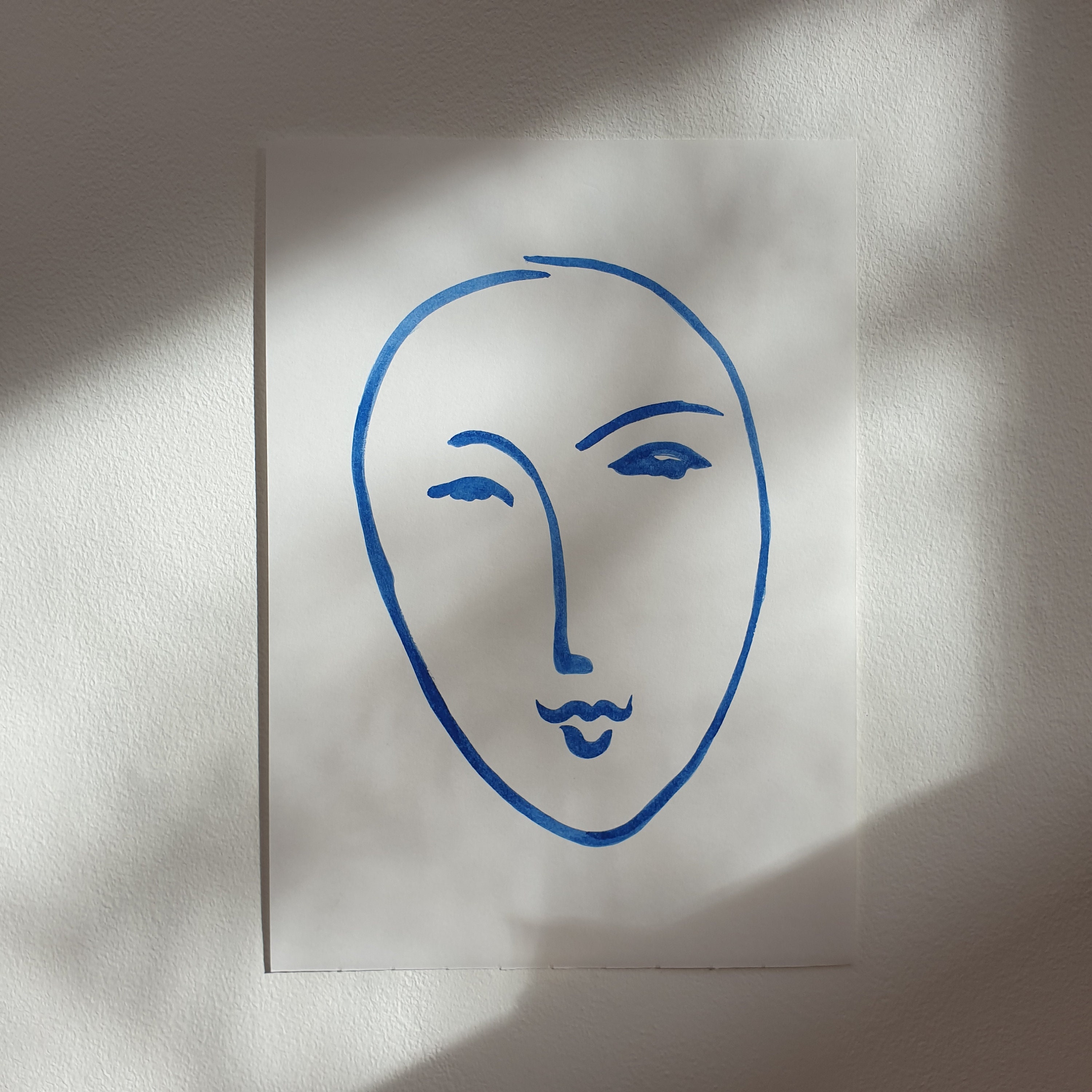 Mask Face Hand Painted Ink Drawing in the Style of Matisse - Etsy