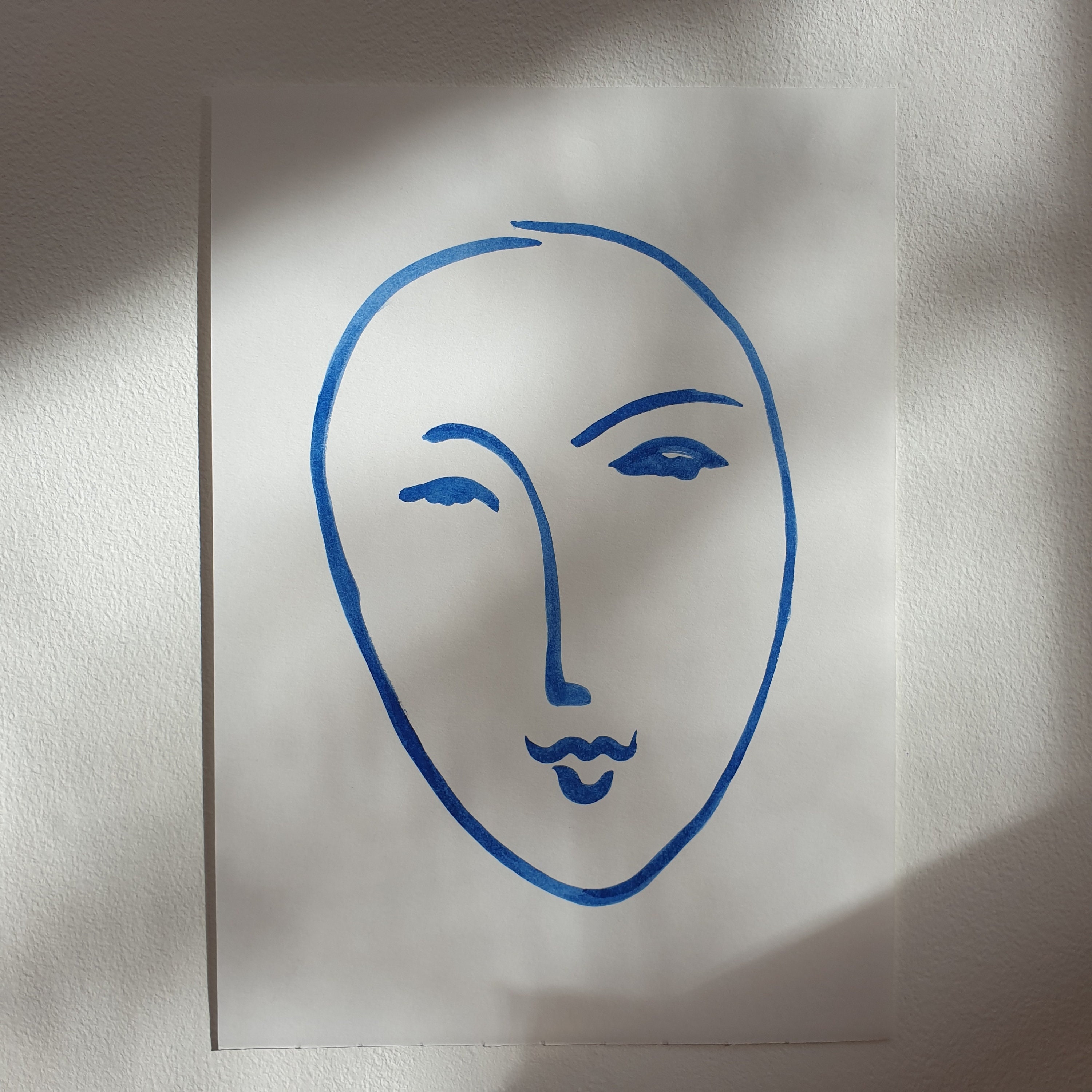Mask Face Hand Painted Ink Drawing in the Style of Matisse - Etsy