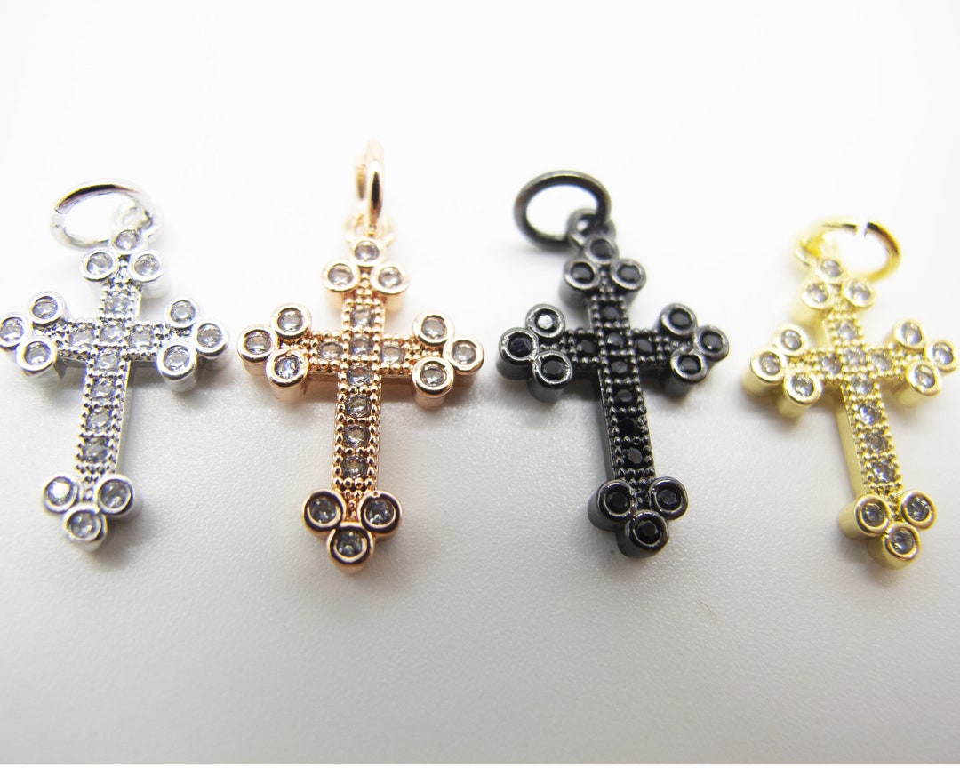 CZ Micro Pave Cross Pendant, 1/2/5 Pcs Cross Accessory. Jewelry ...
