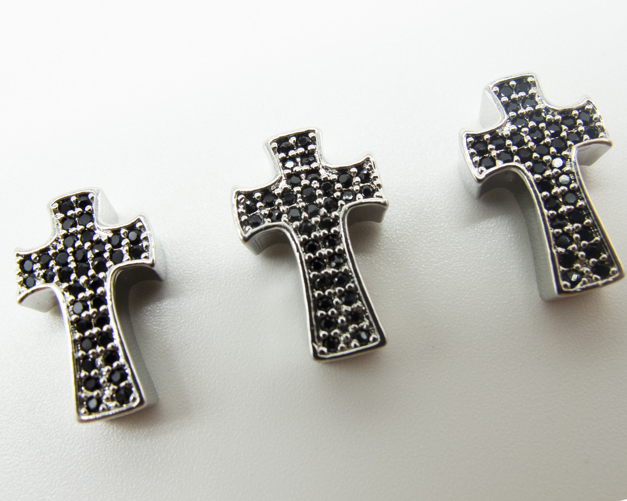 Black CZ Micro Pave Cross Spacer Beads 1/2/5/10 pcs Cross | Etsy