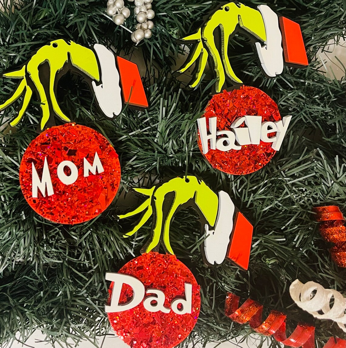 Grinch Hands Ornament Grinch Ornament Personalized Grinch - Etsy