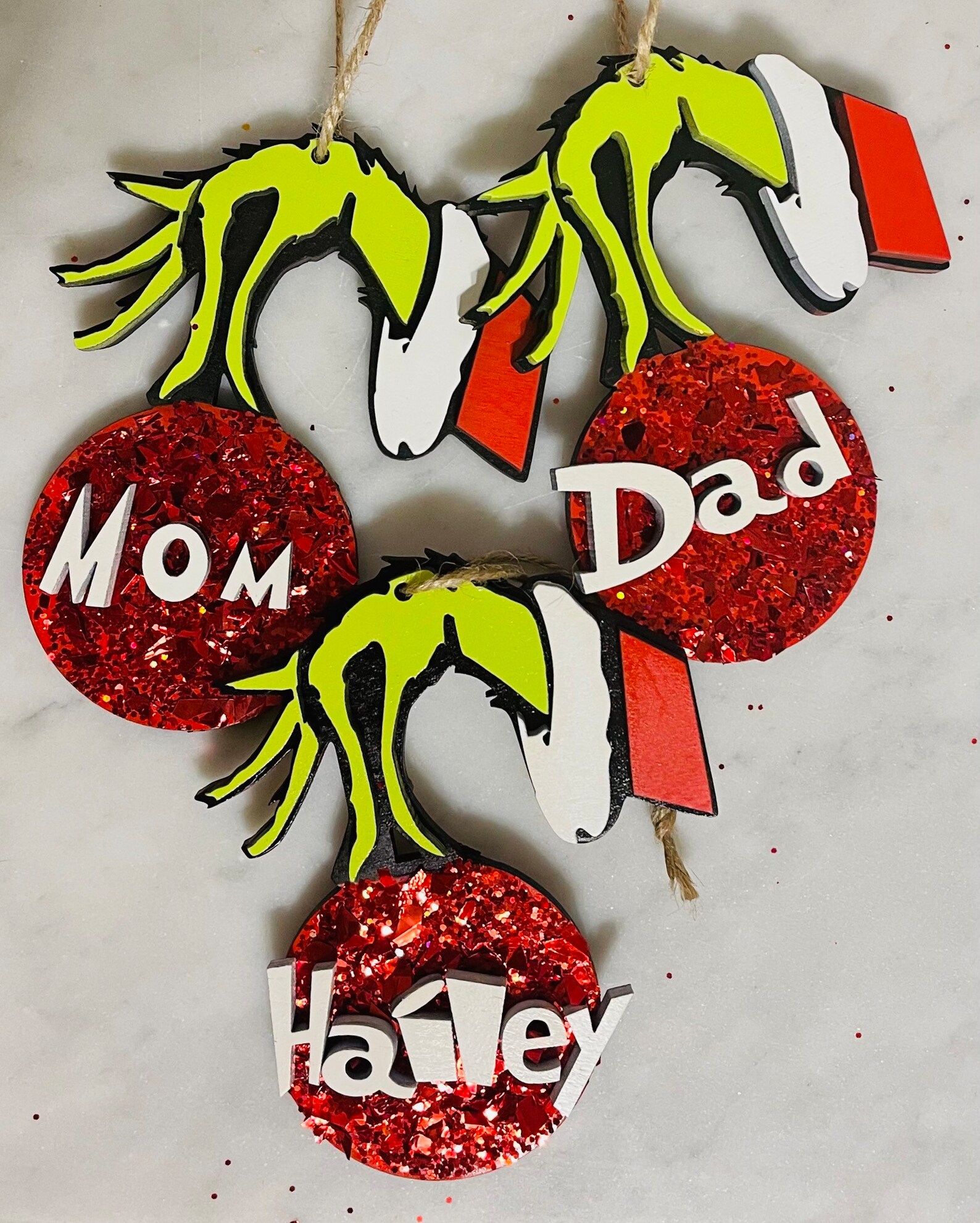 Grinch Hands Ornament Grinch Ornament Personalized Grinch - Etsy