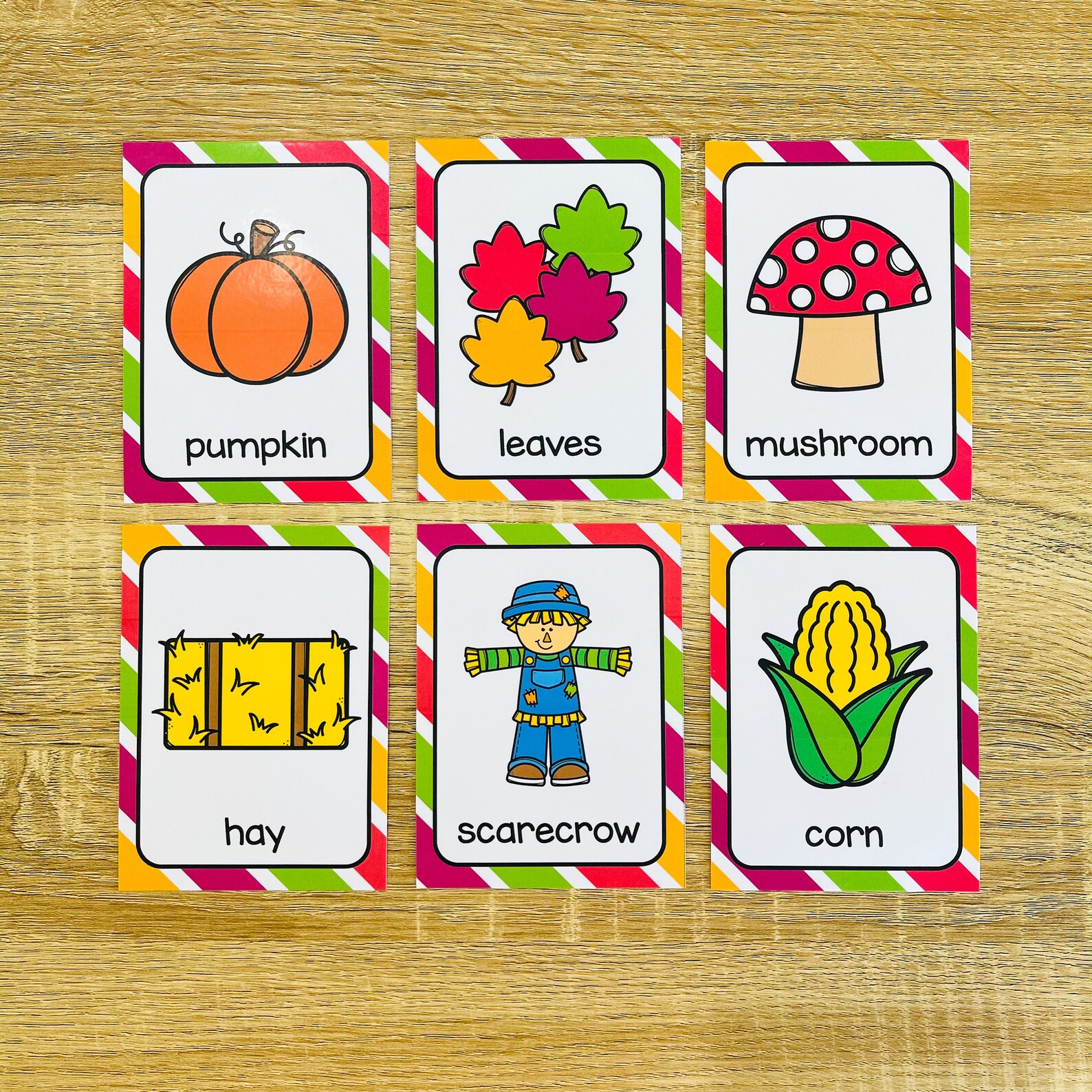 Fall Flashcards for Kids Printable Seasons Flashcards for Kindergarten ...