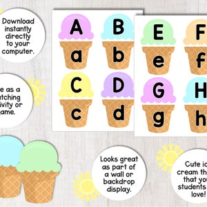 Alphabet Ice Creams - Pastel Colors | Printable Letter Matching ...