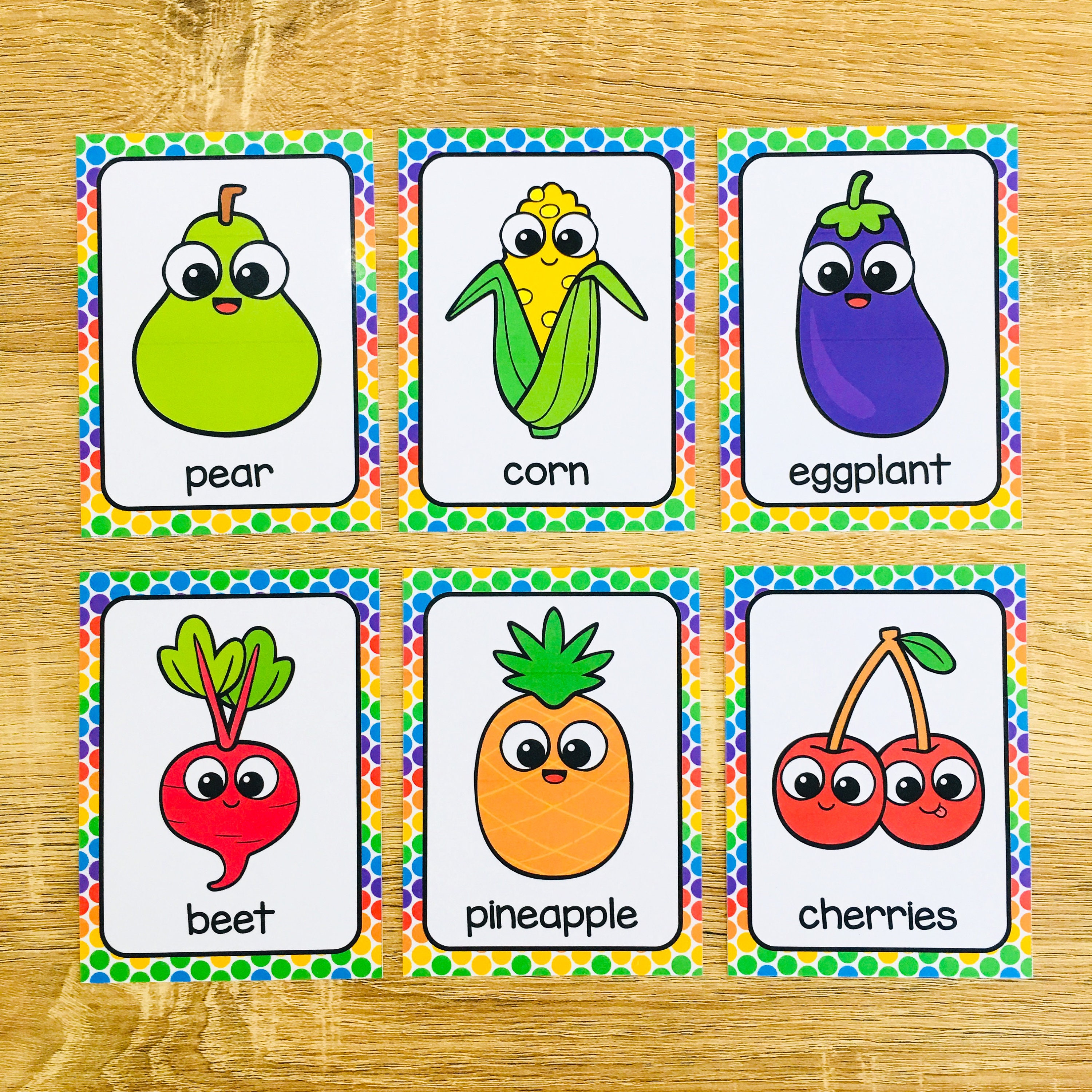 Online ESL and VIPKID Props Printable Fruits and Vegetables Flashcards ...