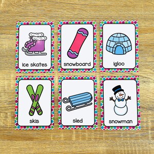 ESL Beginner Flashcards for Kids - Four Seasons Flashcards - Winter ...